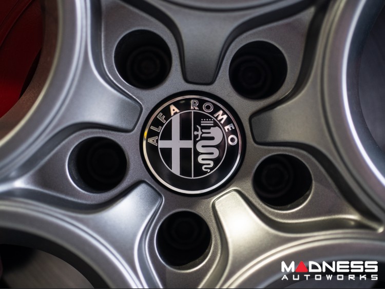 Alfa Romeo Wheel Center Caps - set of 4 - Black/ White - 60mm for Alfa Romeo